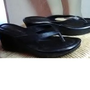 Aldo Rossini | Shoes | Aldo Rossini Black Leather Wedge Slides Size 8m ...